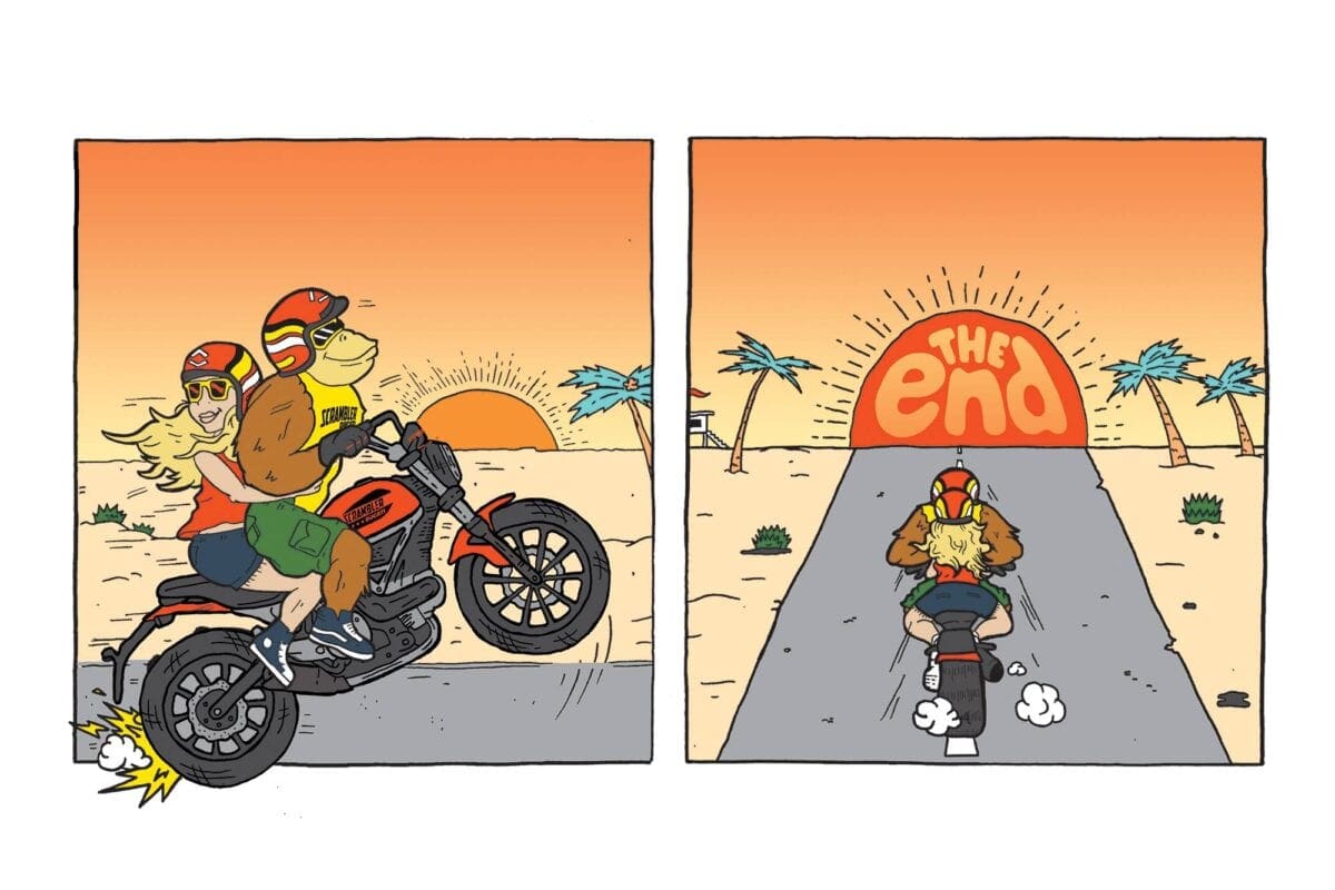 Final Scrambler Bart and Betty cartoon episode shows Ducati Scrambler 400